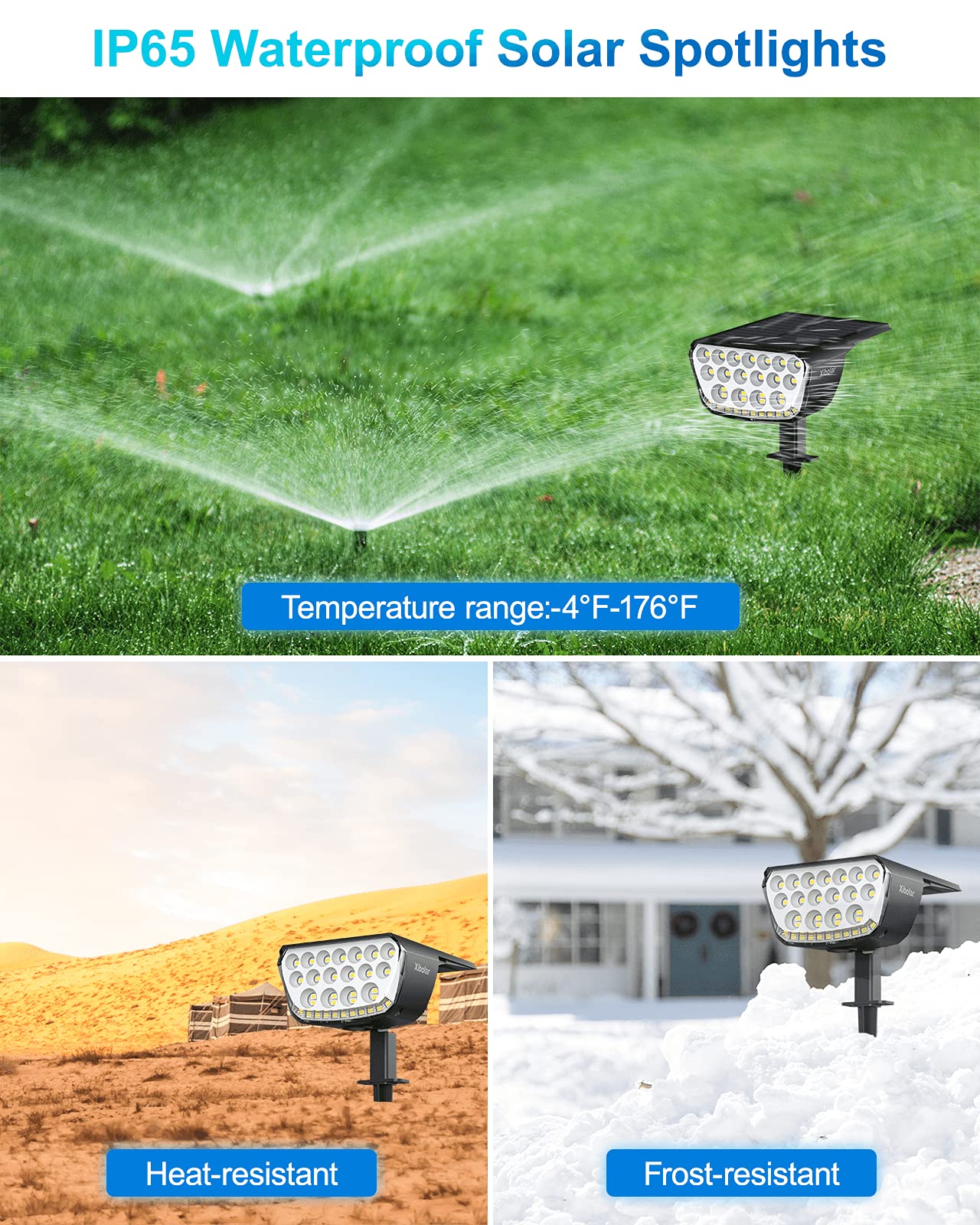 Xibolar Solar Spot Lights Outdoor [6 Pack], 32 LED Solar Landscape Spotlights, IP65 Waterproof Solar Powered Garden Wall Lights, Auto On/Off 2 Modes Lighting for Yard Pathway Porch Patio(Cool White)