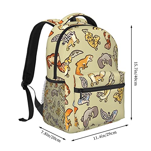 ILEABEC Backpack for Women Men Leopard Gecko Lightweight Laptop Backpack Durable Gym Backpacks Casual Daypack