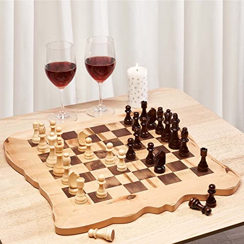 VAMSLOVE Wooden Chess Board Set Large Unique Chessboard (Playing Area 15 x 15inch) with 3.5" King Chess Pieces Durable Modern Gift for Chess Lover Home Decor