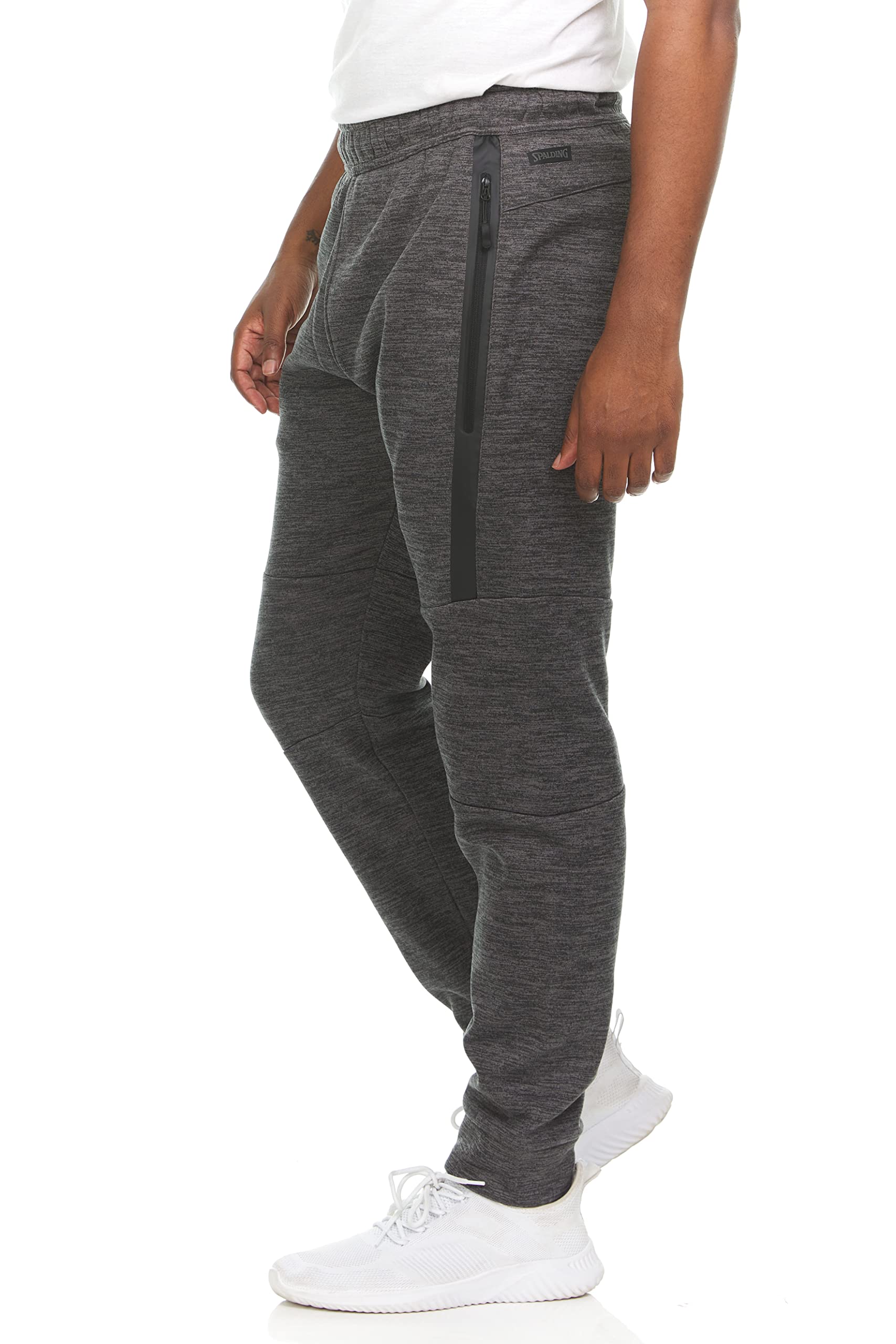 Spalding Mens Performance Fleece Jogger Pant, Black Spaced Dye, L