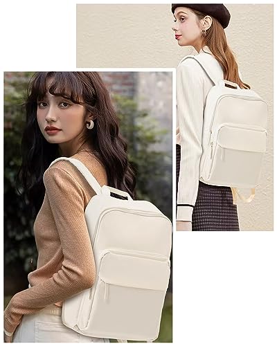 Laptop Backpack Women Teacher Backpack Work Computer Backpack with Laptop Compartment College Waterproof Anti Theft Backpack Casual Daypack Business Travel Backpack for Women Carry On Bag Beige