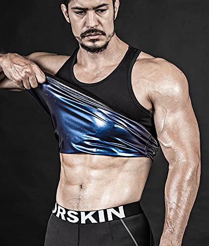 DRSKIN Men’s Y-Back Sauna Sweat Suit Heat Trapping Compression Tank Top Vest Weight Loss Shirt Premium Slimming Workout (Y-SAUNA-TA B01,2XL)