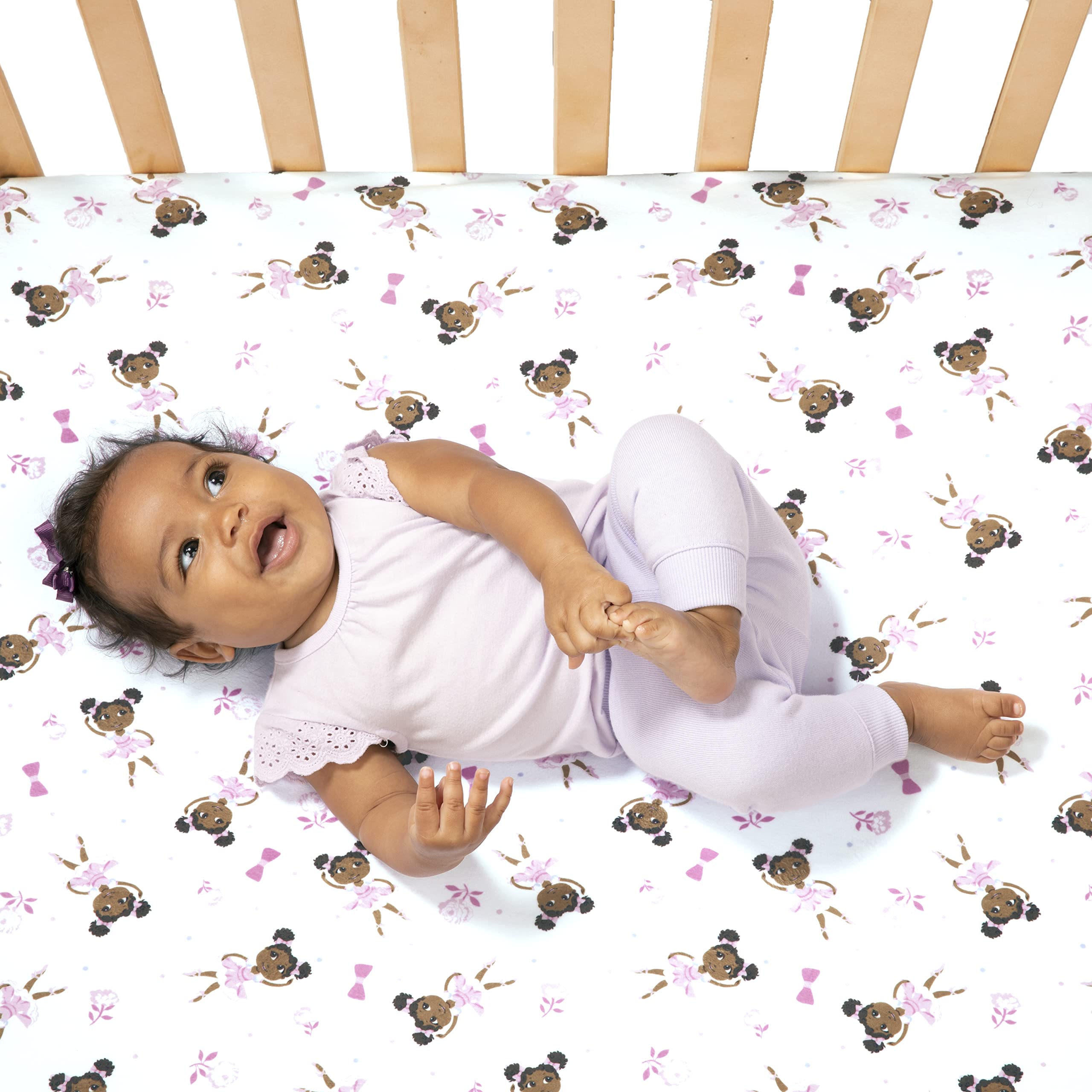 Little Muffincakes Extra Soft Cotton Fitted Crib Sheet, Ballerina Theme (Zhara) - Standard Size, 1 Pack, Pink,Small Single