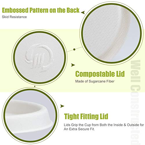 Green Earth, 2 oz Bagasse Compostable Cup Lids, Biodegradable Sugarcane Fiber Material, White, 50-Pack