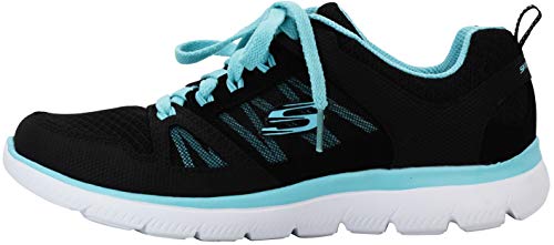Skechers Women's Summit New World Black/Light Blue Sneaker 10 M US