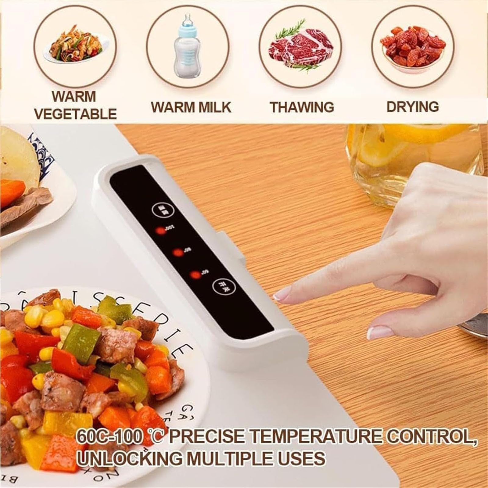 Fllora Food Warmer, Flora Food Warmer, Tempmaster Adjustable Warming Tray, Fllora Food Warmer Mat, Adjustable Food Warmer, Silicone Electric Warming Tray, 3 Temperatures (1PC)