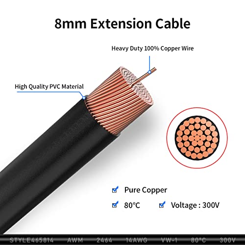 ELFCULB 14AWG DC 8mm Extension Cable DC 8mm Male to Female Adapter Connector Solar Panel Cable Compatible with Jackery GZ for Portable Power Station Solar Generator and Solar Panel(20FT)