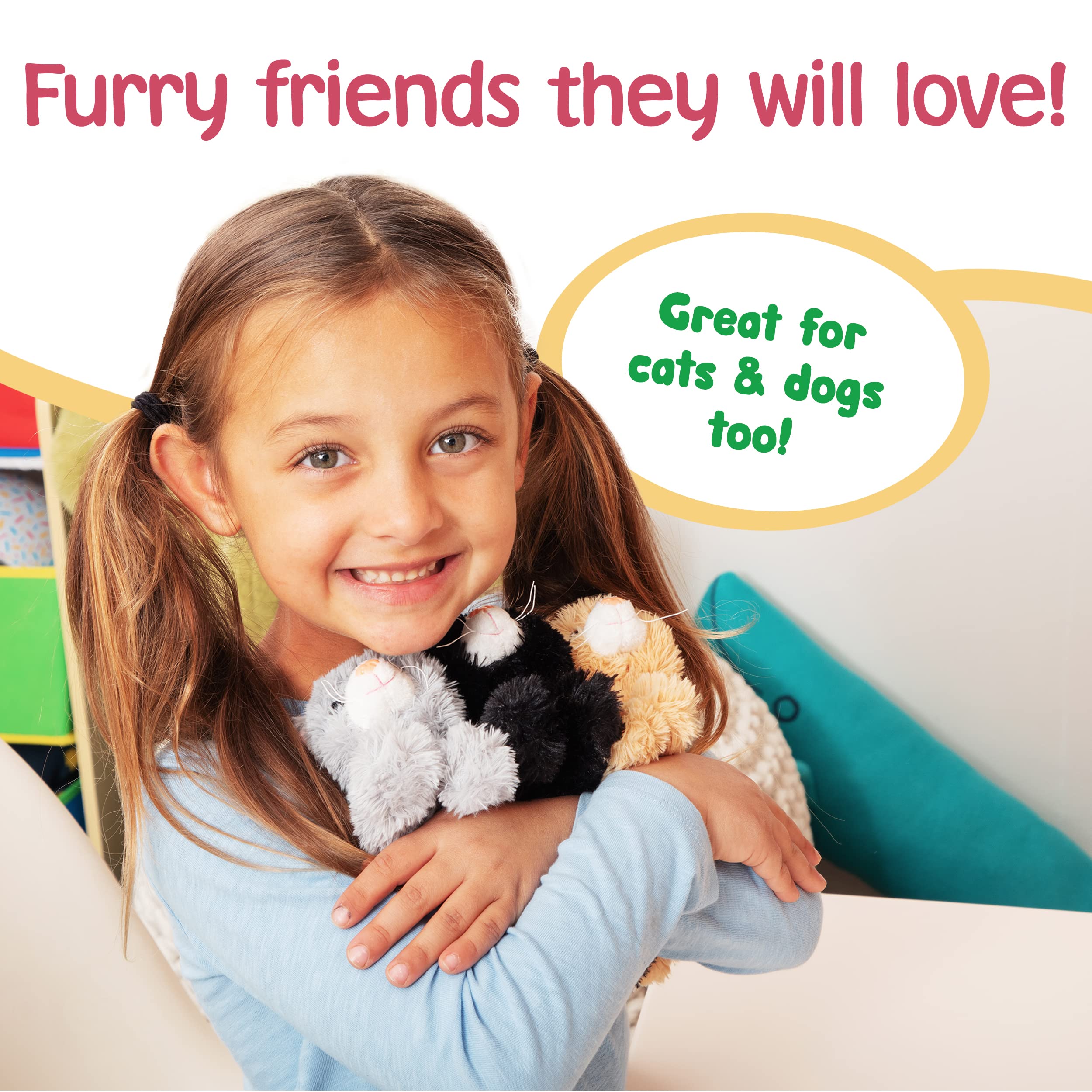 PREXTEX Cat Stuffed Animals for Girls & Boys (Three 10-Inch Stuffed Cat Plush) Realistic Kitten Plushie Toy for Kids