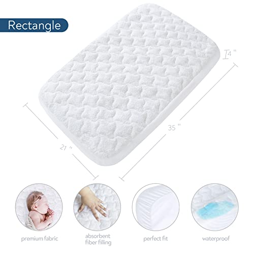 Waterproof Replacement Bassinet Mattress, Waterproof Bassinet Mattress Pad Cover and 100% Cotton Sheet(White), 21" x 35"