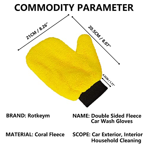 Rotkeym Car Wash Mitt,Premium Thick Coral Fleece Washing Gloves, Holds Tons of Sudsy Water for Effective Washing, Machine Washable, Lint Free, Scratch Free
