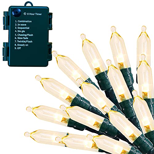 Christmas Lights - 50 LED Mini Lights Battery Operated String Lights 8 Lighting Modes LED String Lights with Timer for Christmas Tree Wreath Party Home Indoor Outdoor Decor, Waterproof, Warm White