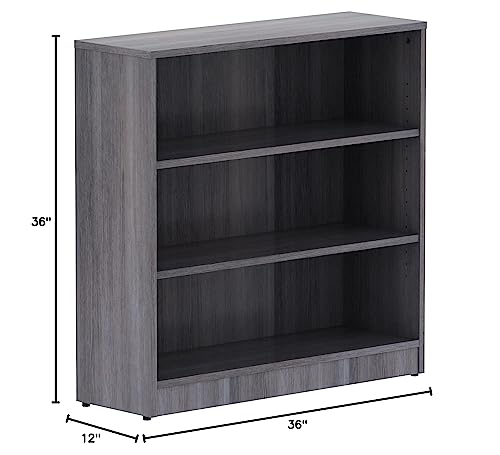 Lorell, LLR69626, Weathered Charcoal Laminate Bookcase, 36" x 12" x 36"