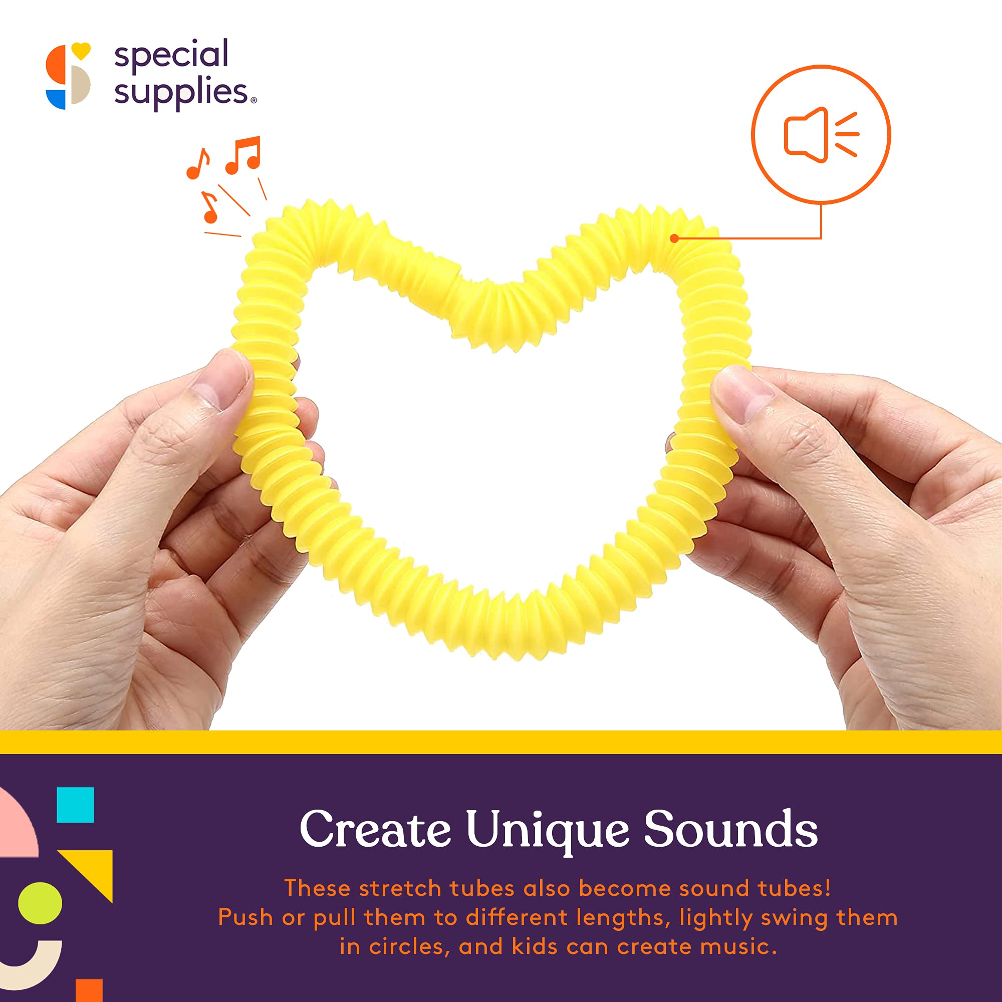 Special Supplies Fun Pull and Stretch Tubes for Kids - Pop, Bend, Build, and Connect Toy, Provide Tactile and Auditory Sensory Play, Colorful, Heavy-Duty Plastic (Primary-12)