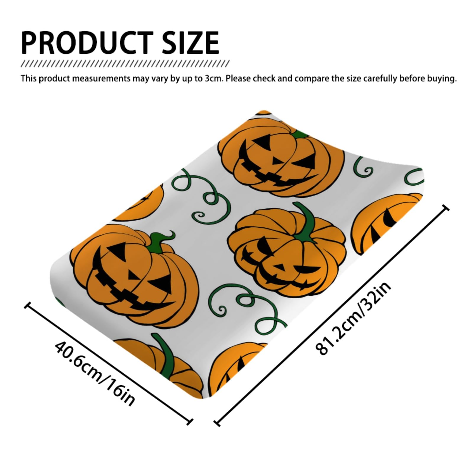 Changing Pad Cover for Baby 1 Pack Halloween Pumpkin(2) Soft Unisex Diaper Change Table Sheets | Fit 32"x16" Contoured Pad | Cradle Sheets