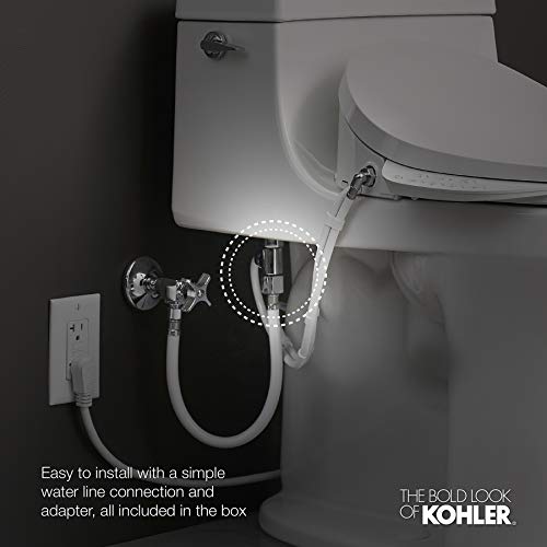 KOHLER 8298-0 PureWash E590 Elongated Bidet Toilet Seat, Heated Bidet, Bidets for Existing Toilets, Nightlight, Self-Cleaning Nozzle, Biscuit