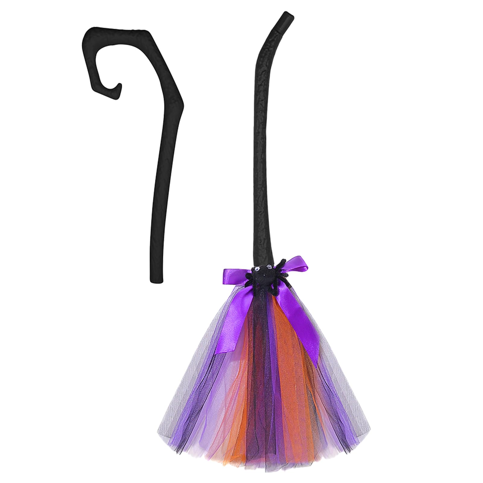 Halloween Witch Broom, 42'' Witch Broomstick Wizard Flying Gauze Broom, Witch Accessories Witch Decor for Cosplay Broom Props Dress up Halloween Party Decorations(A)