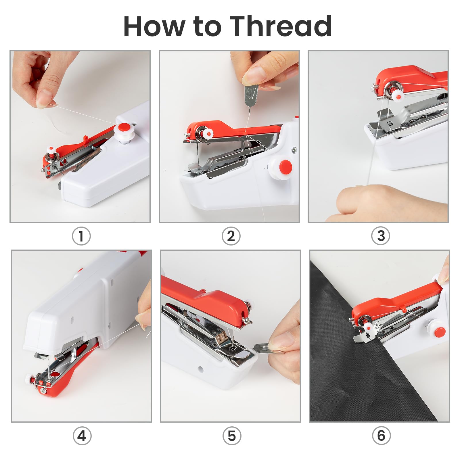 Handheld Sewing Machine, Mini Sewing Machine for Quick Stitching, Electric Portable Sewing Machine for Beginners, Hand held Sewing Device for DIY, Fabrics, Clothes, Home and Travel, White