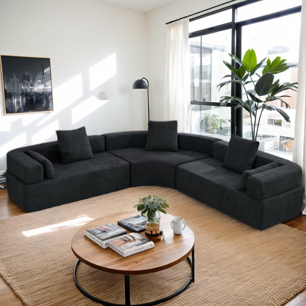 Guo Baitur Oversized Couch – Curved Sofa Bed for Living Room, Boucle Fabric, Unique Design