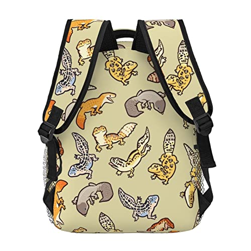 ILEABEC Backpack for Women Men Leopard Gecko Lightweight Laptop Backpack Durable Gym Backpacks Casual Daypack
