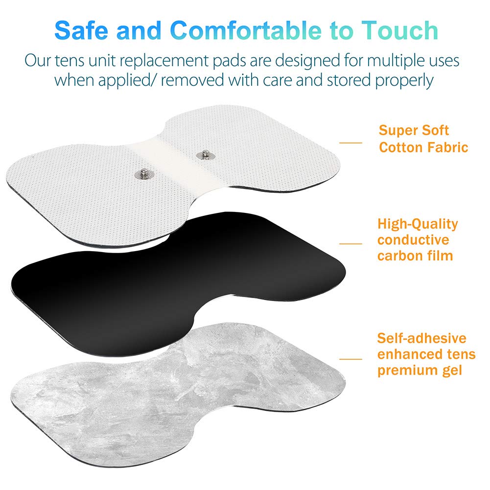 LotFancy TENS Unit Pads 4.3β X 6β, 4Pcs Snap Electrode Pads Large, Butterfly Shape, Reusable, Self-Adhesive