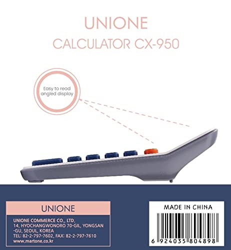 Large LCD Calculator, Dual Power Desktop Business, High School, UNIONE CX-950 4.7×6inch