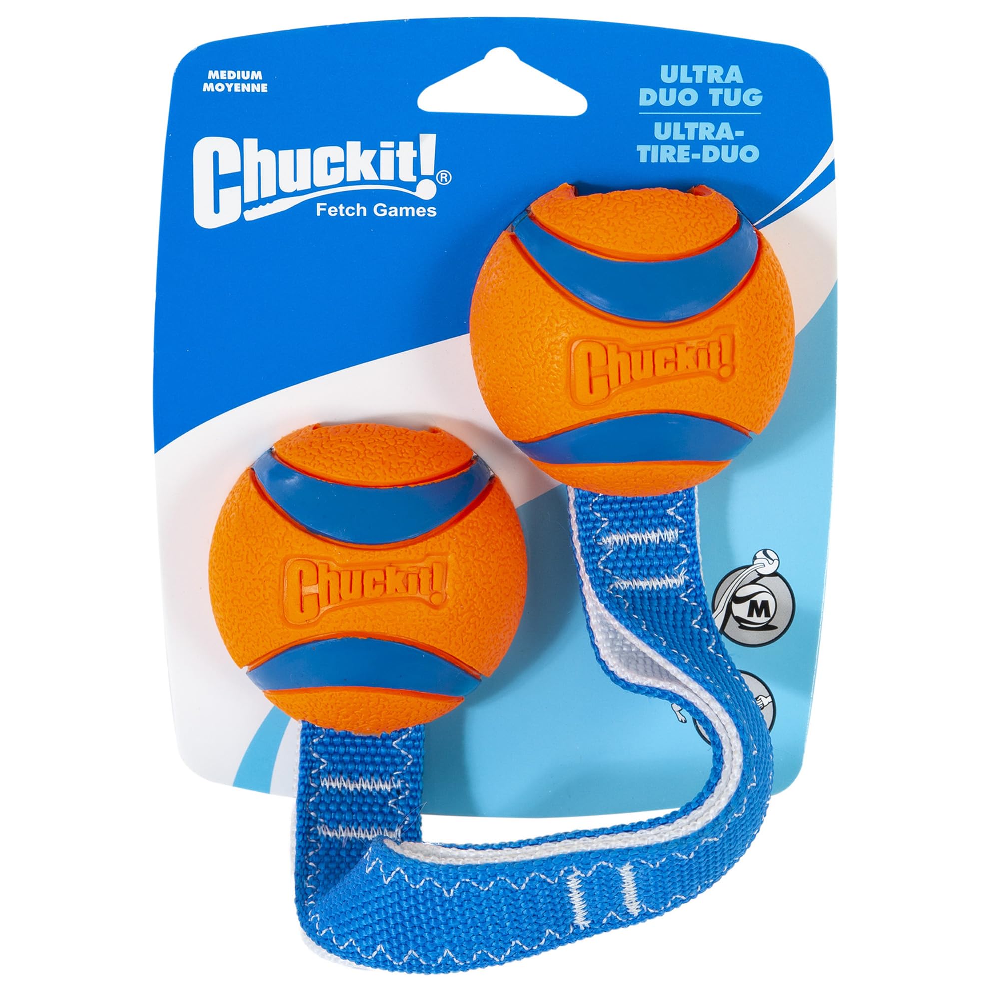 Chuckit Ultra Duo Tug Dog Toy, Medium Indoor and Outdoor Dog Ball for Dogs 20-60 Pounds