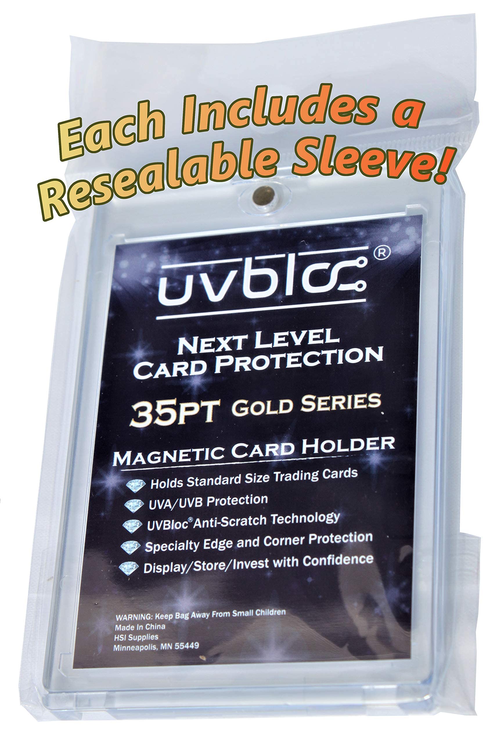 UVBLOC One Touch Card Holder (25 Pack) 35pt Magnetic Hard Case Pro Protector Sleeves for Trading Baseball Basketball Football Pokemon Sports Cards