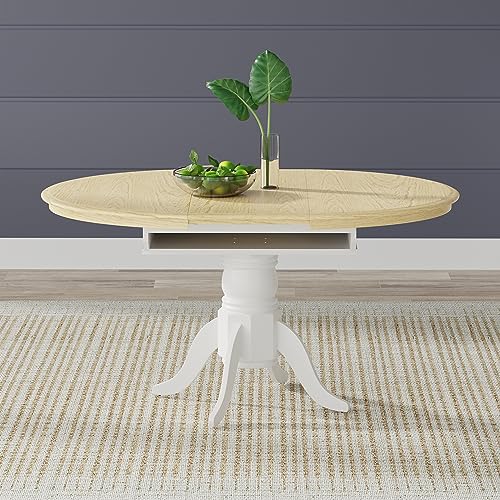 Glenwillow Home 7-PC - Oval Butterfly Leaf Dining Table + Spindle Back Dining Chairs Dining Set in White/Natural