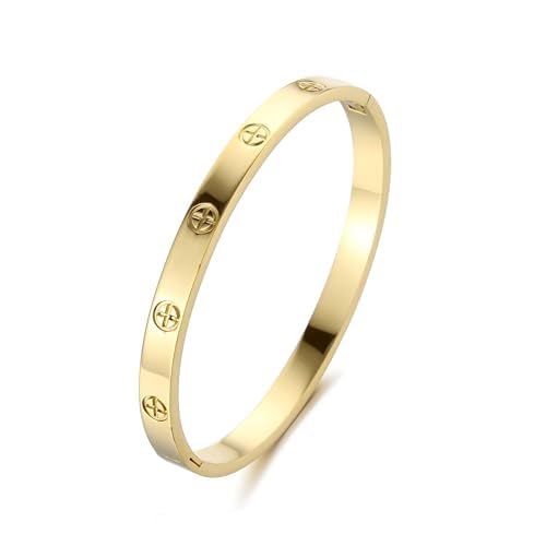 YCSLYW Women's Stainless Steel Bracelet Jewelry Crystal Bracelet With Cube Zircon Hinge Jewelry oval Bangle Christmas Valentines Birthday Gifts for Women