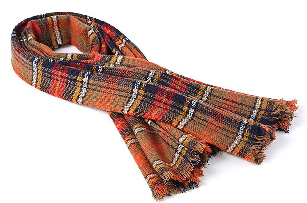 Century Star Women's Stylish Warm Tassels Soft Plaid Tartan Scarf Winter Large Blanket Wrap Shawl Beauty Orange