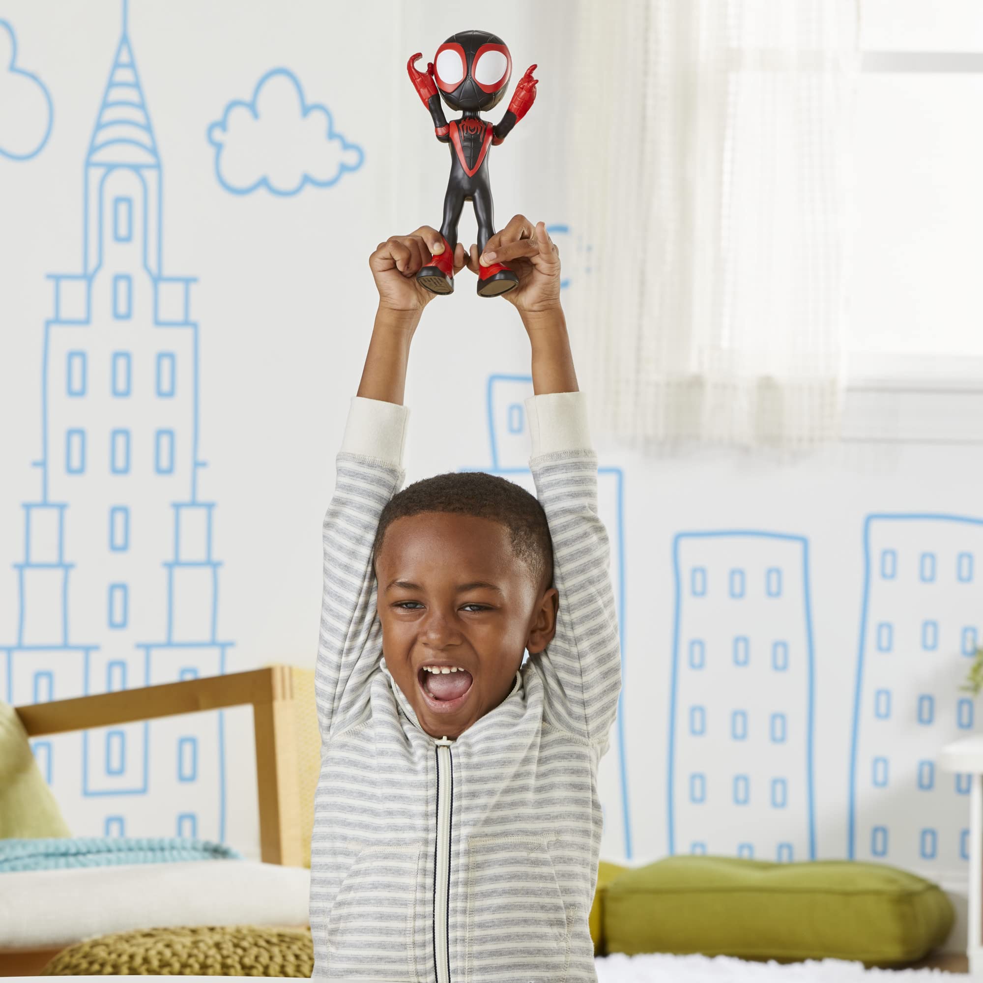 Spidey and His Amazing Friends Supersized Miles Morales: Spider-Man 9-inch Action Figure, Marvel Preschool Super Hero Toy, Kids Ages 3 and Up