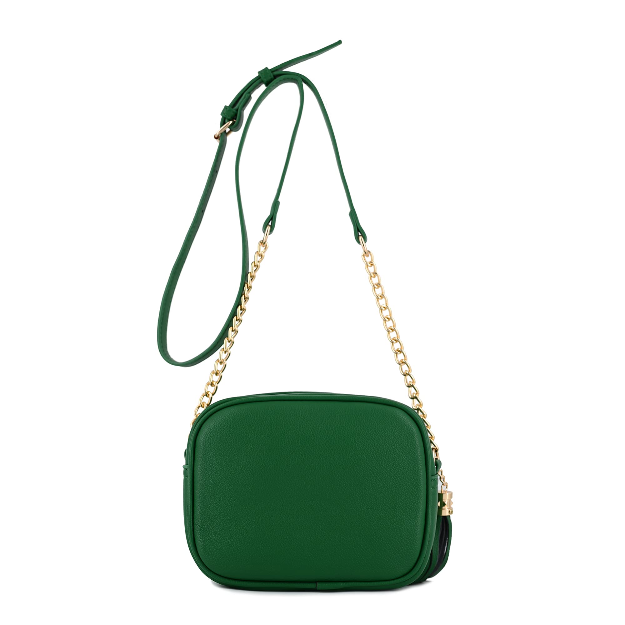 V+BENIE Tassel Small Crossbody Bag with Chain Strap Small Purse Handbags for Women, Camera Bag Kelly Green