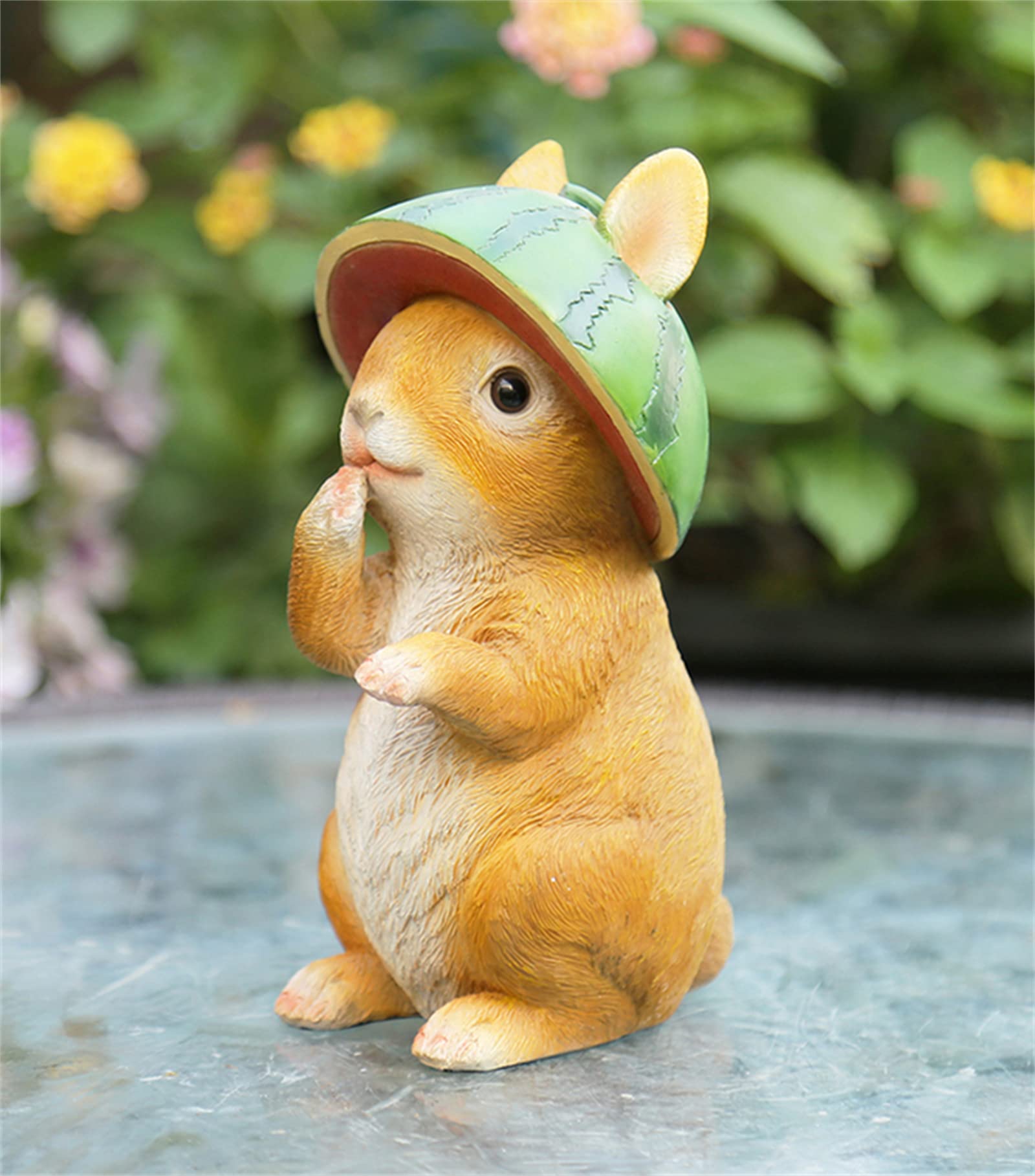 Yuemengxuan Fairy Garden Bunny Decorations Easter Rabbit Statue Resin Ornaments Easter Bunny Décor Figurines Tabletop Ornament for Lawn Potted Plants (6.7 * 4 inch, Style-B)