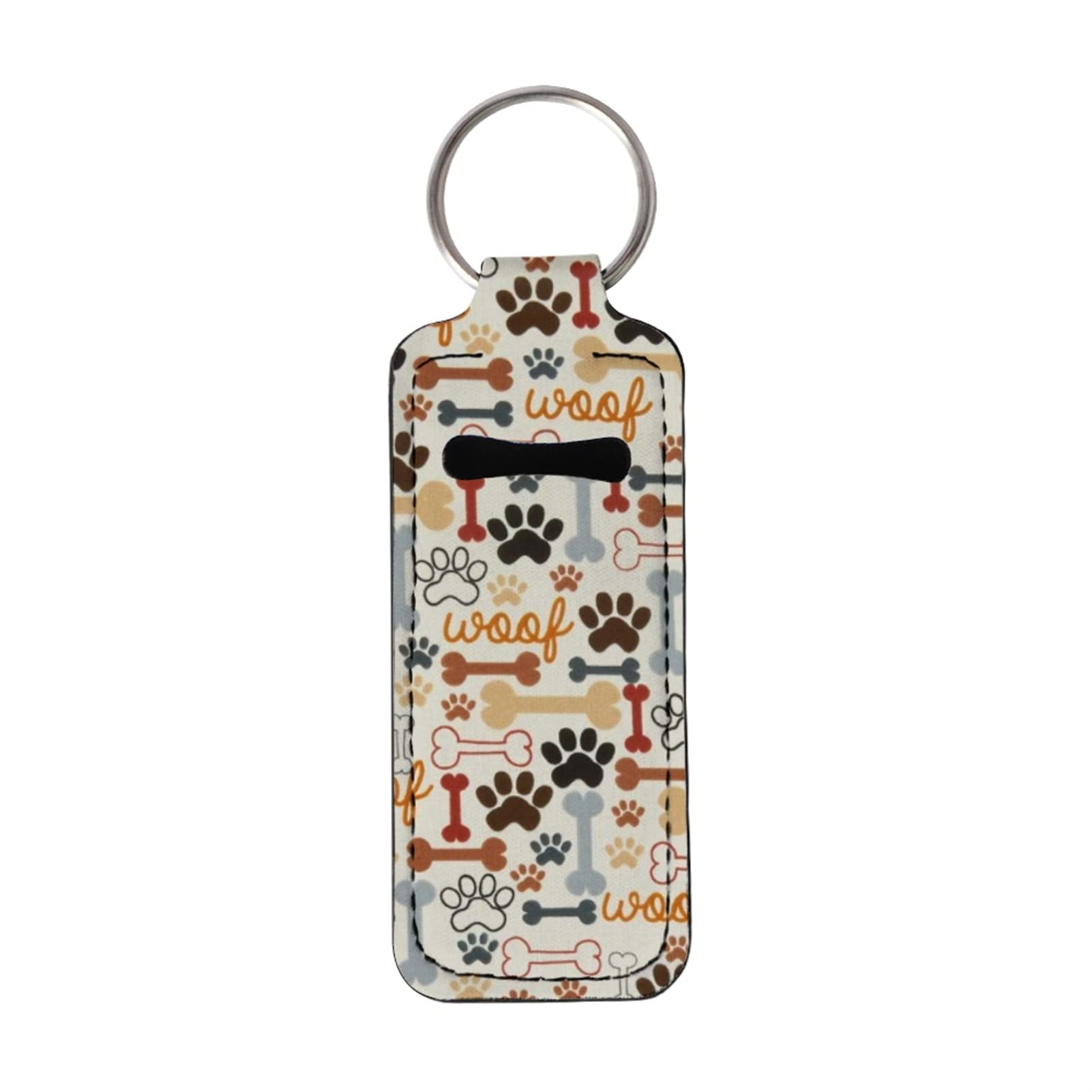Coldinair Dog Paw and Bone Print Chapstick Keychain Holder Lipstick Holder Lip Balm Holder Keychains for Women