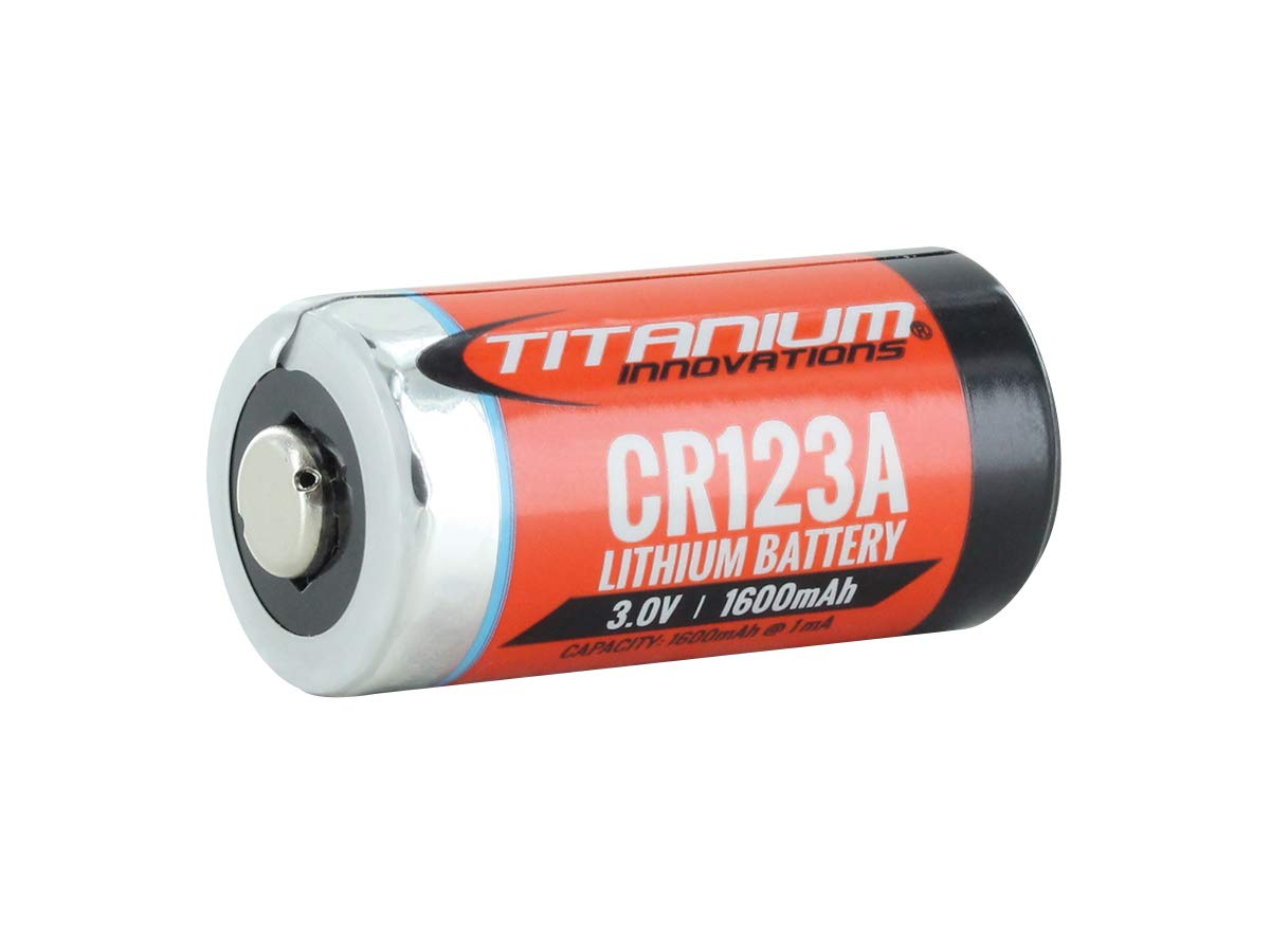 TITANIUM INNOVATIONS CR123A 3V Lithium Battery Tactical Configuration - Box of 12, Shrink Wrapped in Pairs