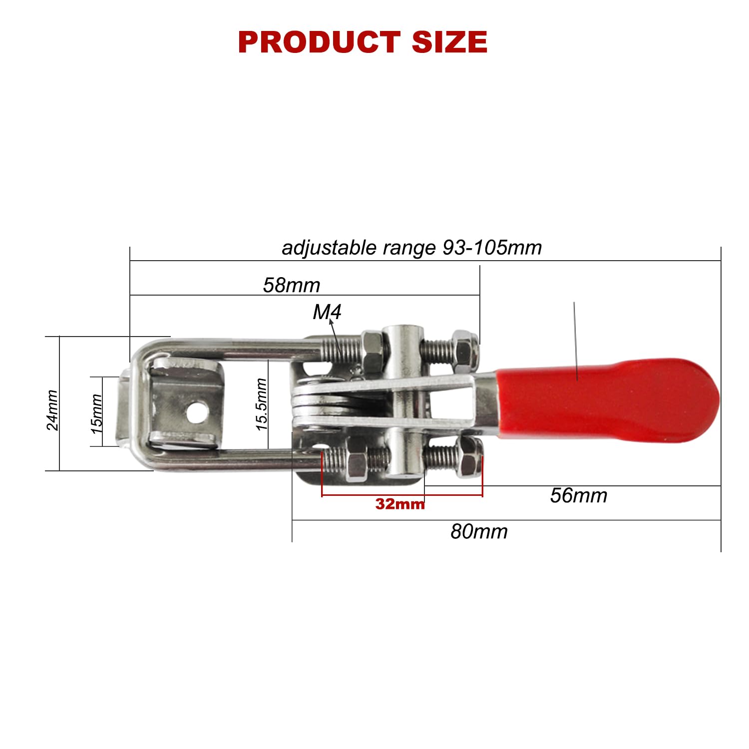 CUKAYO 2pcs Heavy Duty Toggle Clamp Capacity 400LBs, 304 Stainless Steel Adjustable U Bolt Holding Quick Release Latch (40323-2pcs)