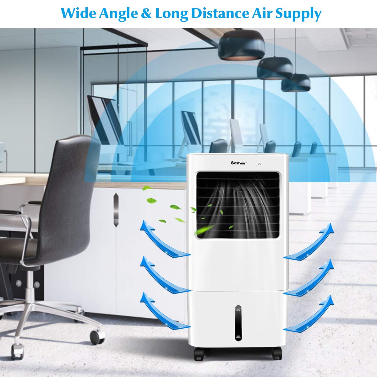 COSTWAY Evaporative Cooler, 3-in-1 Cooler, Fan and Humidifier with 7.5H Timer, 4 Speeds and 3 Modes, Remote Control, Portable Air Cooler with 4 Wheels, 2 Ice Boxes for Home Office