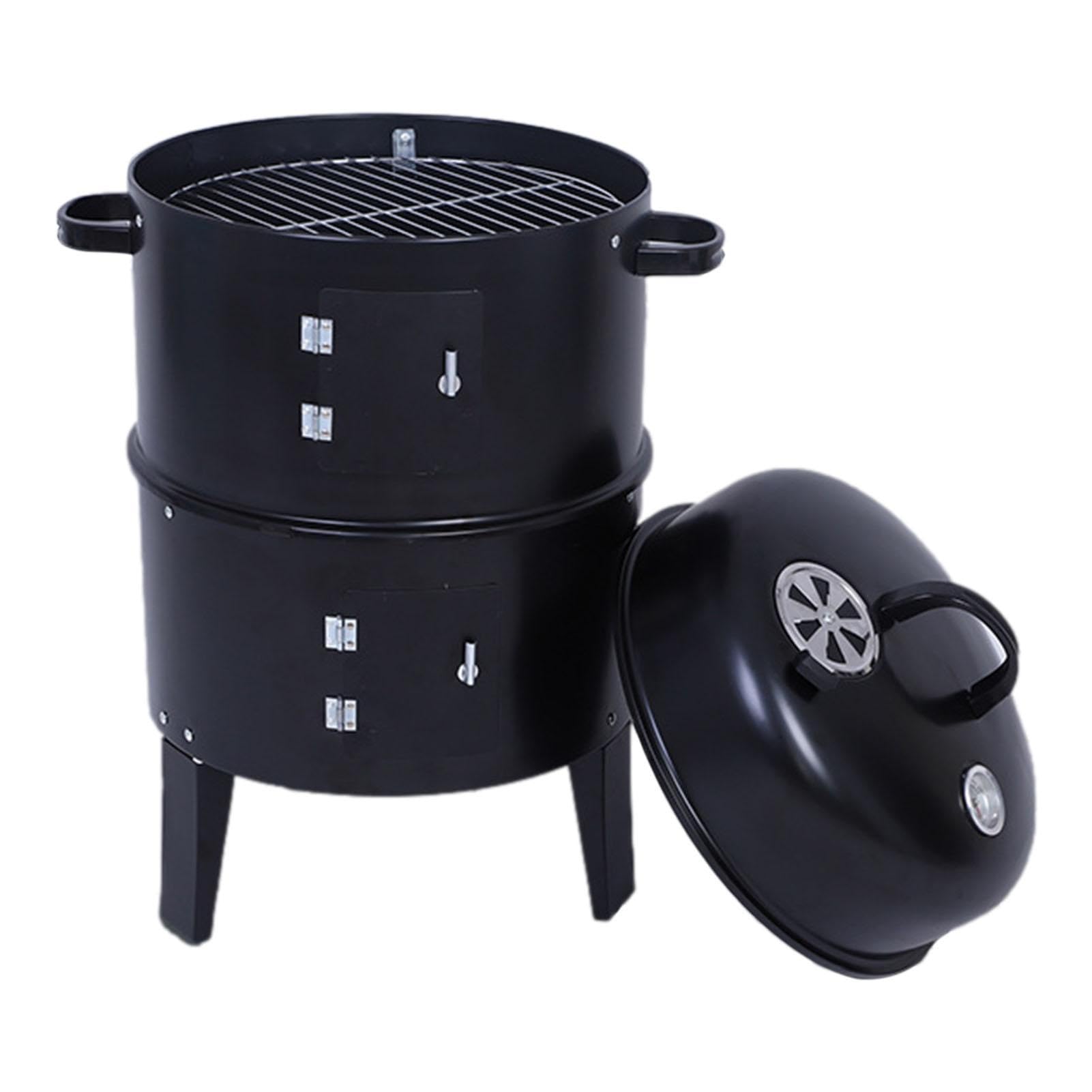 Charcoal BBQ Smoker, Enhanced Flavor BBQ Smoker, Fire Adjustment Smoker Grill with Three Dimensional Technology, 33.07 Inch Height Outdoor BBQ, Double Deck BBQ Smoker for Outdoor Cooking