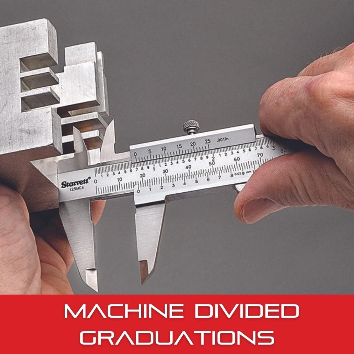 Starrett Master Vernier Caliper with Hardened Stabilized Bars, Satin Chrome Finish and Screw-Type Adjusting Spring Nut - 0-12" Range, .001" Graduations - 123Z-12