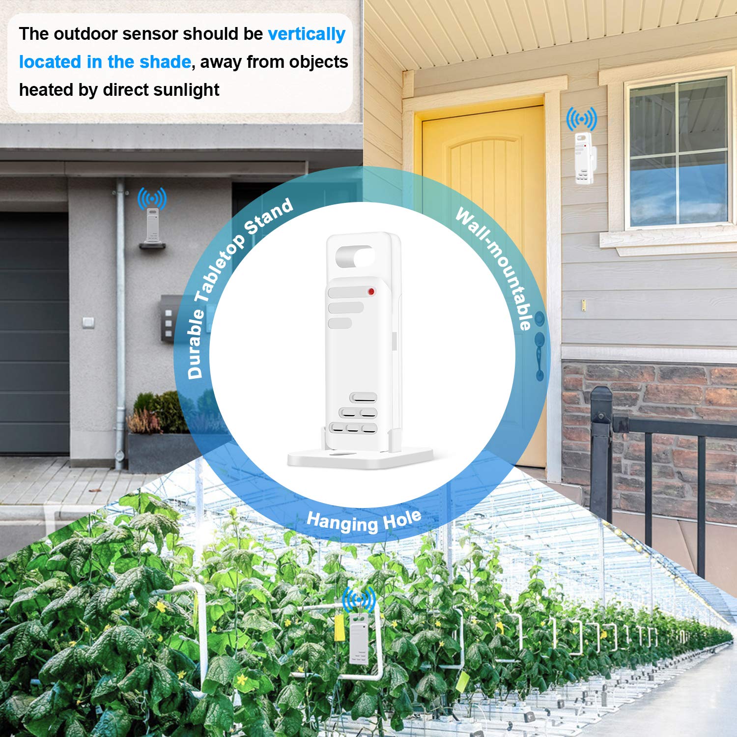 VAUNO Additional Wireless Indoor Outdoor Temperature and Humidity Sensor for EN8822C-1 Hygrometer Humidity Gauge Meter