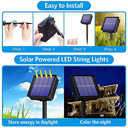 YYGB Solar String Lights Outdoor, 100 LED 10M Solar Garden Lights, Waterproof Copper Wire Solar Fairy Lights with 8 Modes, for Tree, Garden, Home, Wedding, Party