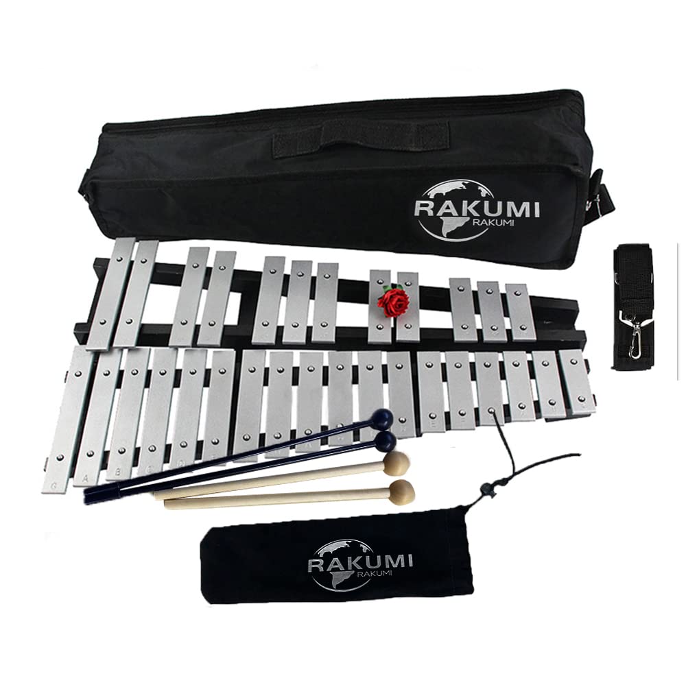 Professional Glockenspiel 30 Notes Foldable Aluminum Bars Children Educational Percussion Musical Instrument with Mallet and Carrying Bag