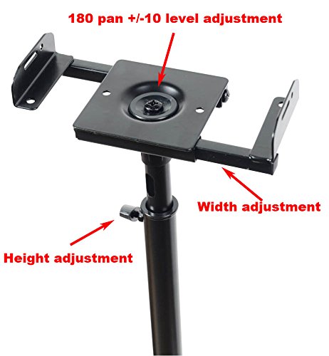VideoSecu 2 Heavy Duty PA DJ Club Adjustable Height Satellite Speaker Stand Mount - Extends 26.5" to 47" (Compatible with Bose, Harmon Kardon, JBL, KEF, Klipsch, Sony, Yamaha, Pioneer and Others) 1B7