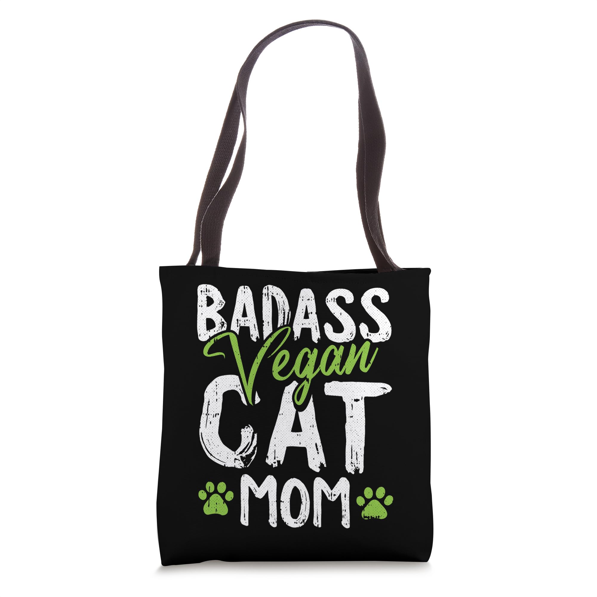 Vegan Cat Mom Cool Badass Mama Paw Print Kitten Lover Mother Tote Bag