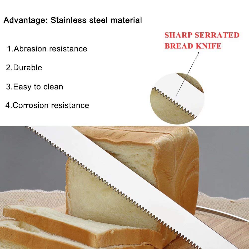 LokiLux Serrated Bread Knife,Bread Knife 10 Inch Blade,Cut Bread/Cake/Bagels,Bread Knife For Homemade Bread,Baker's Knife for Slicing(Total Lenght 14.8 Inch),2 Pack