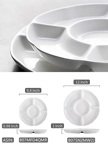 LAUCHUH 3 Tier Serving Stand Chip and Dip Serving Set Pocerlain Oval Bowl Set with Stand White Serving Bowl for Entertaining Tiered Tray Decor for Countertop