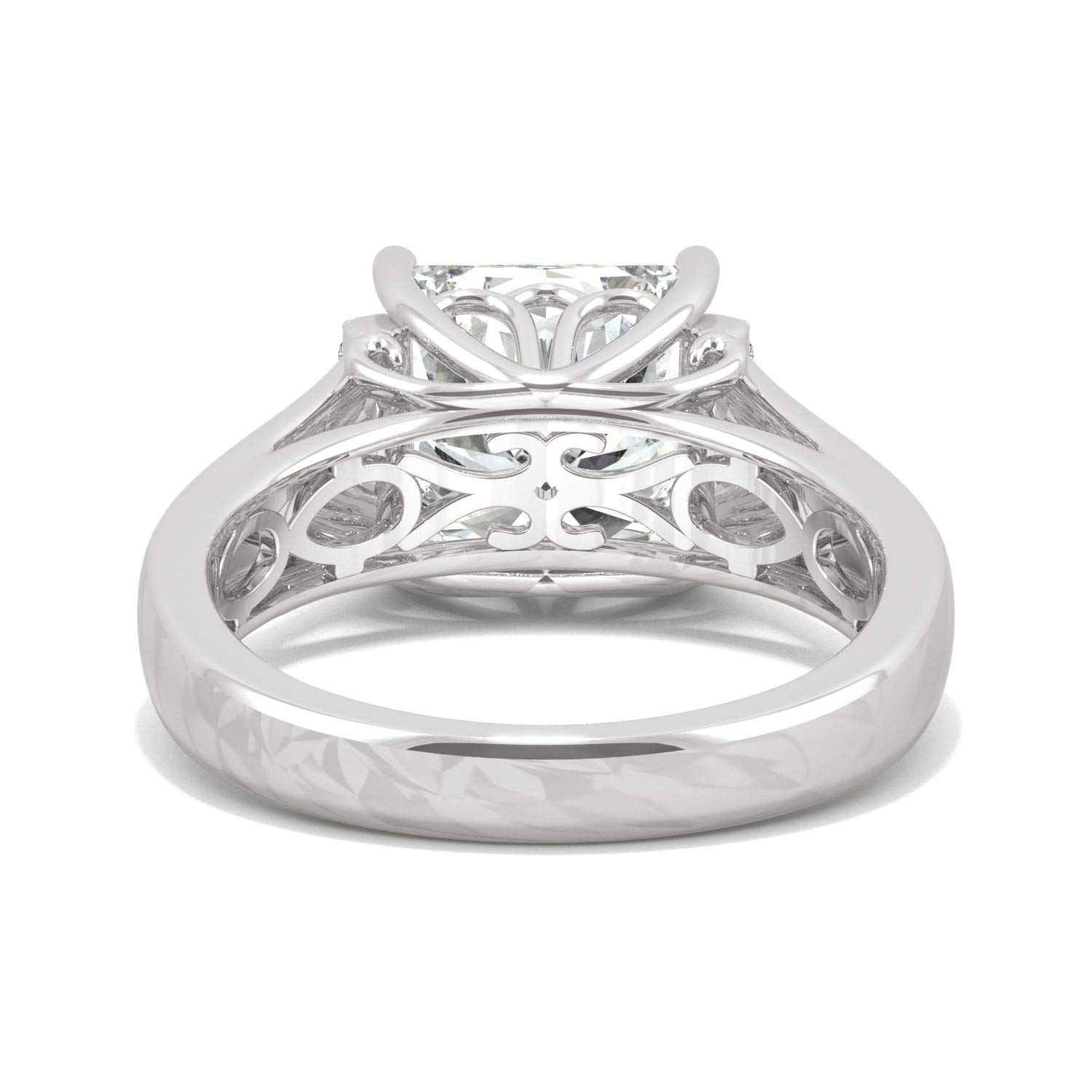 Charles & Colvard Created Moissanite 8.5mm Princess Cut Fashion Ring for Women | 3.72 cttw DEW | Lab Grown | Solid 14K White Gold with Rhodium | Size 7