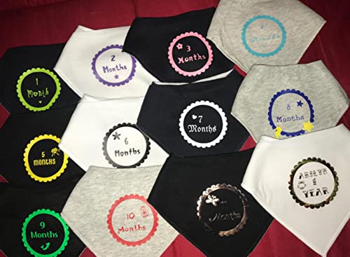 Maiwa Black White Cotton Bandana Snap Drool Bibs for Baby Girls Boys for Drooling eating Teething for 12 Pack