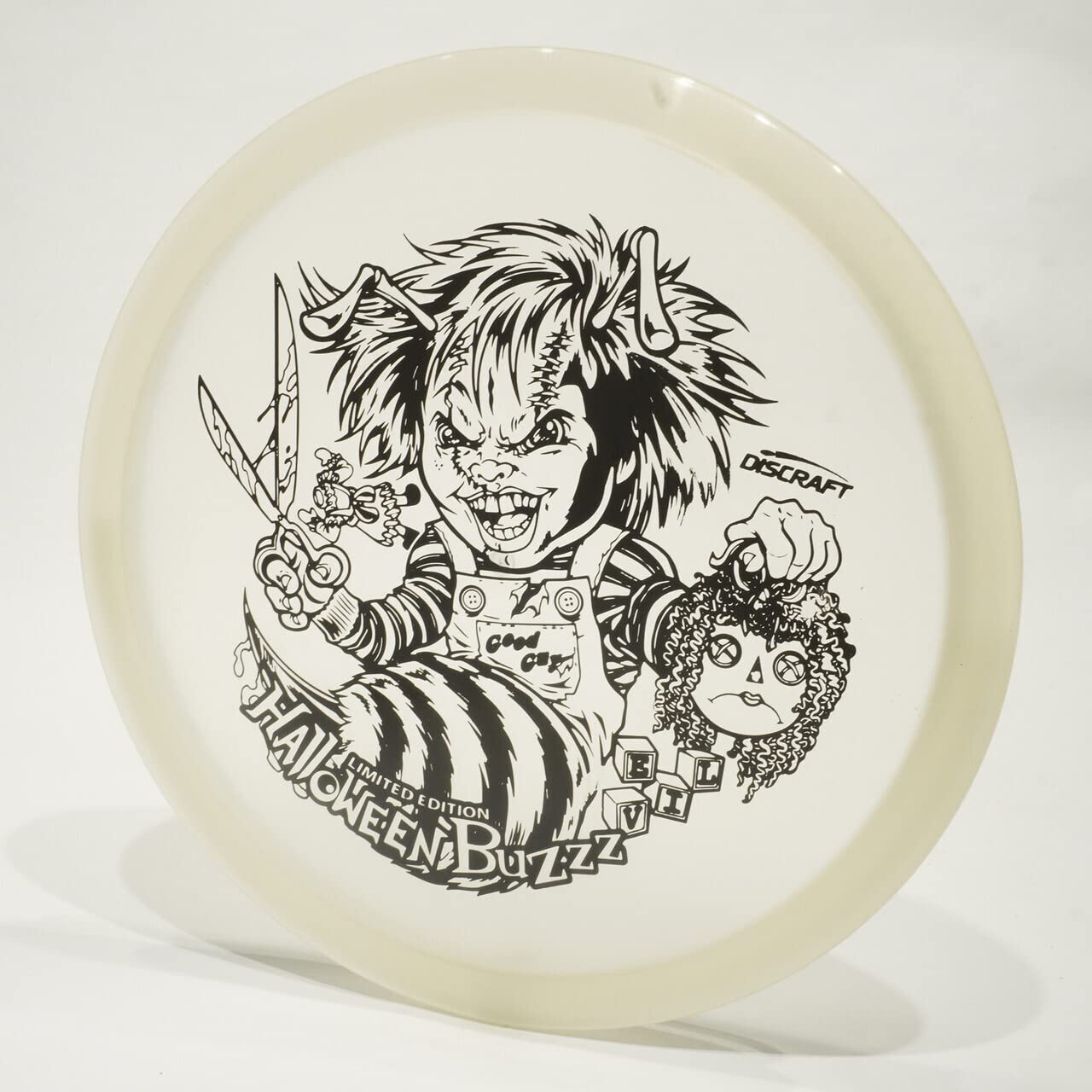 Discraft Glow Buzzz (Glo Z Line) Chucky Halloween 2022 Midrange Golf Disc 177+ Metallic Silver