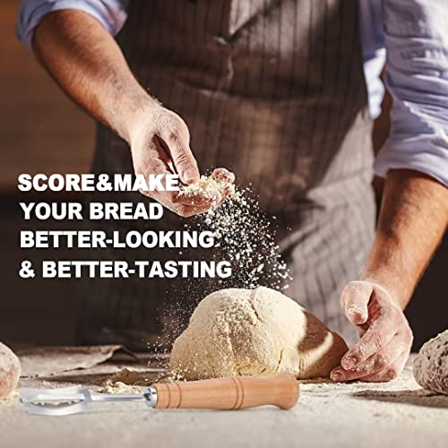 CUNSENR Premium Bread Lame Tool - Hand Crafted Bread Lame Dough Scoring Tool - Easy to Lame Bread & Clean - Stainless Steel Sourdough Scoring Tool - Bread Scoring Tool with Leather Cover(5 Blades)